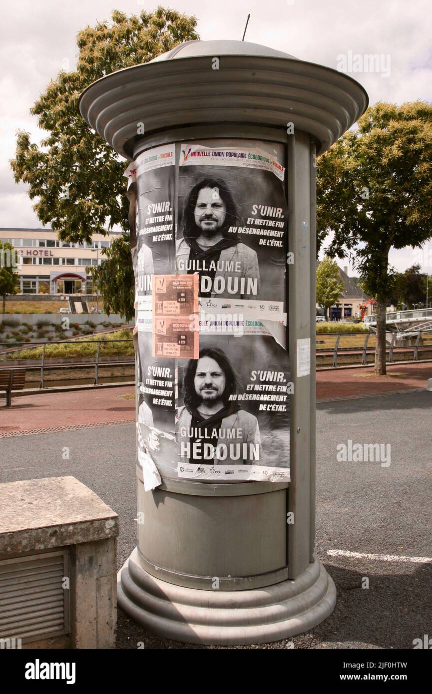 A Morris Advertising Column in Saint-Lo, Manche, Normandy, France ...