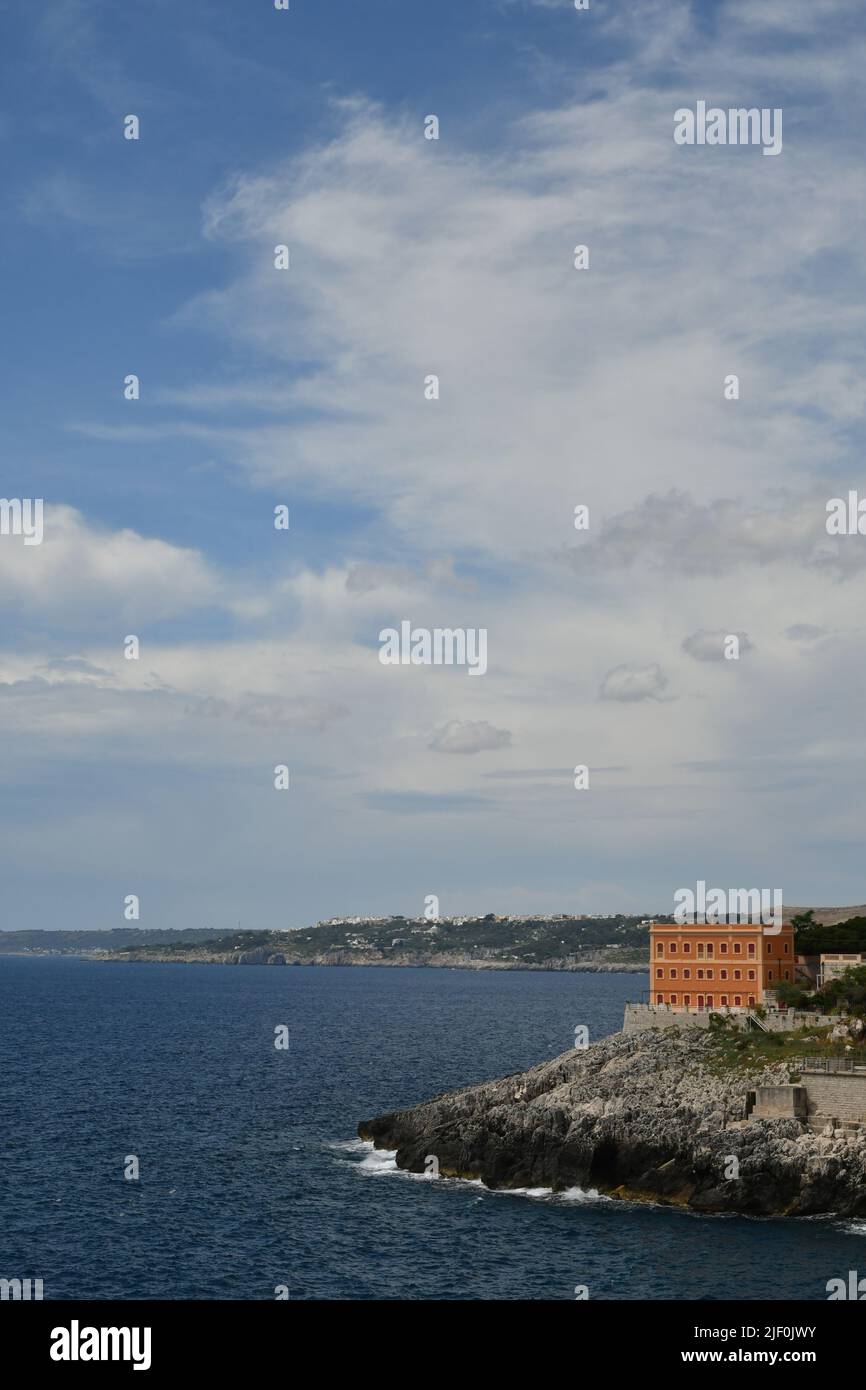 Panoramic view of the coast from Santa Cesarea Terme, an Apulian ...