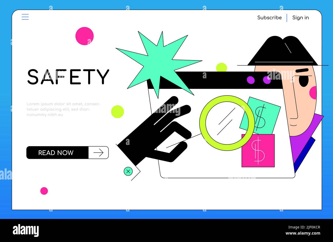 Safety and online security - colorful flat design style banner Stock ...