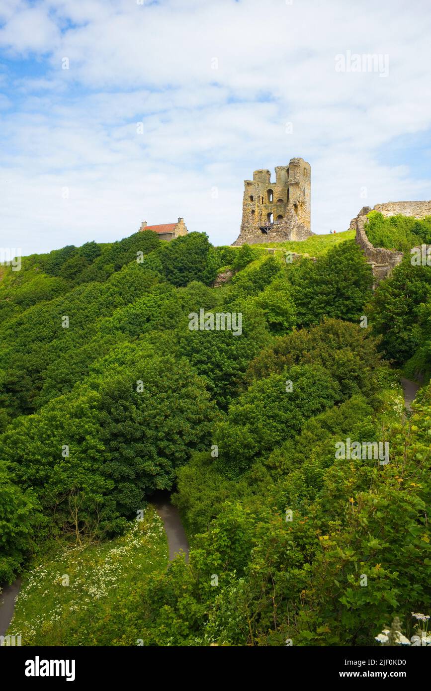 The half demolished keep of Scarborough castle overlooks the north and ...