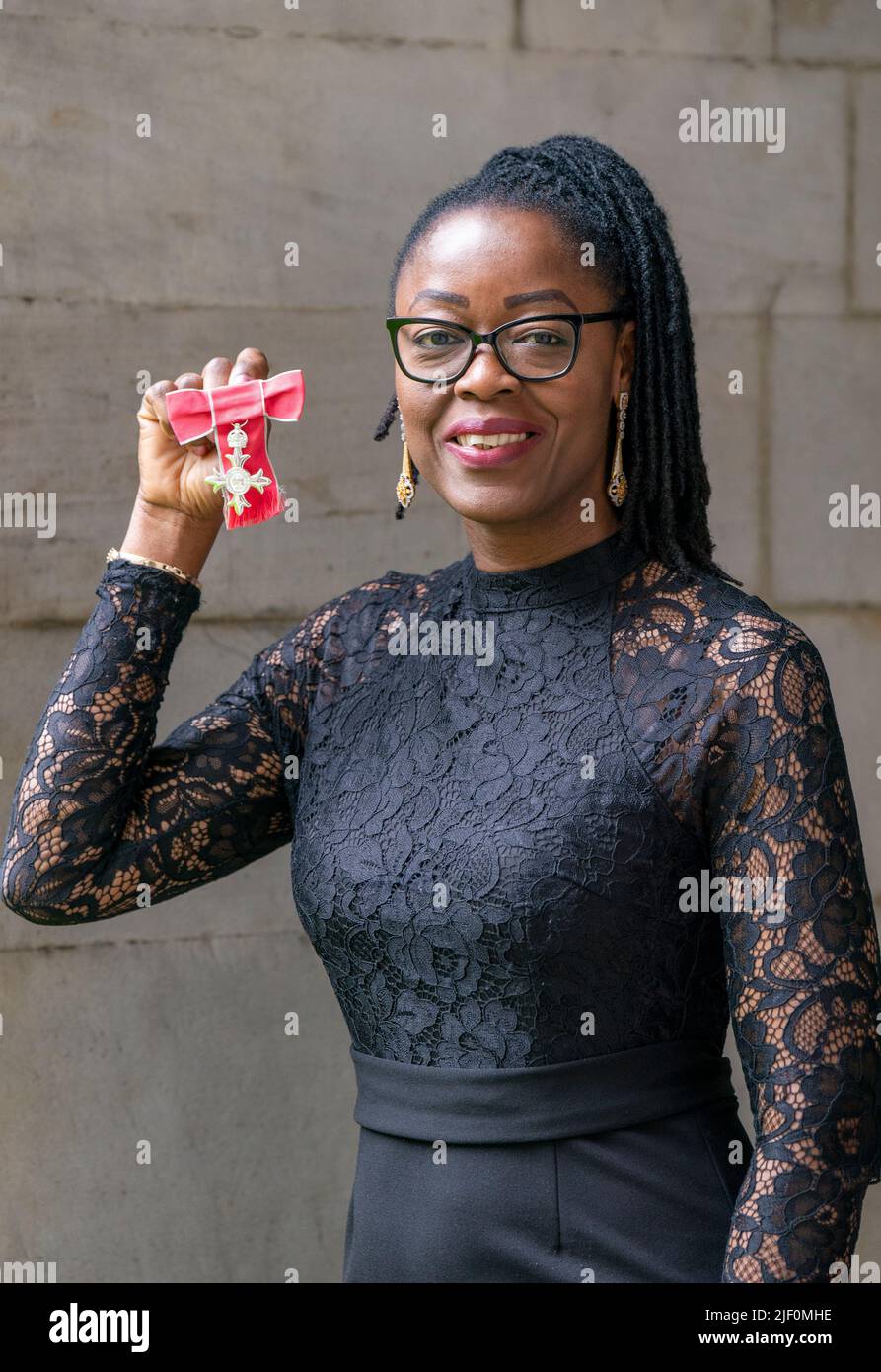 Dr Adaeze Ifezulike after receiving her MBE from the Princess Royal at ...