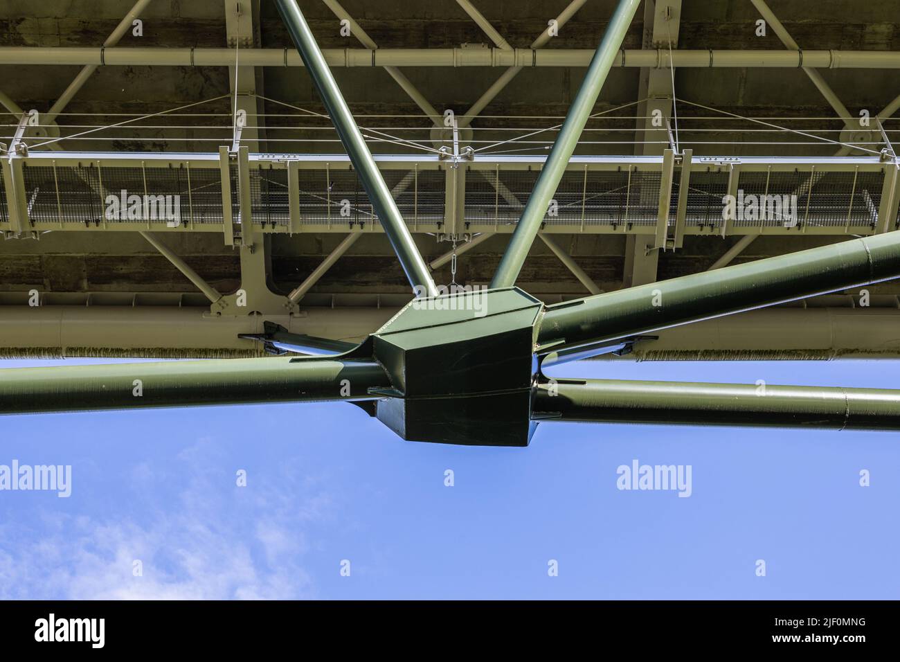 Massive industrial steel construction structure of the bridge Stock ...