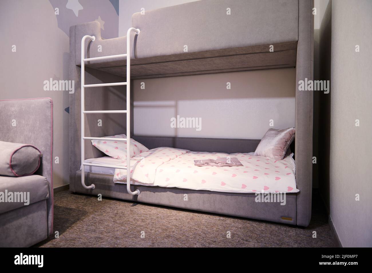 Comfortable bunk bed family bedroom concept idea. Model of designed ...