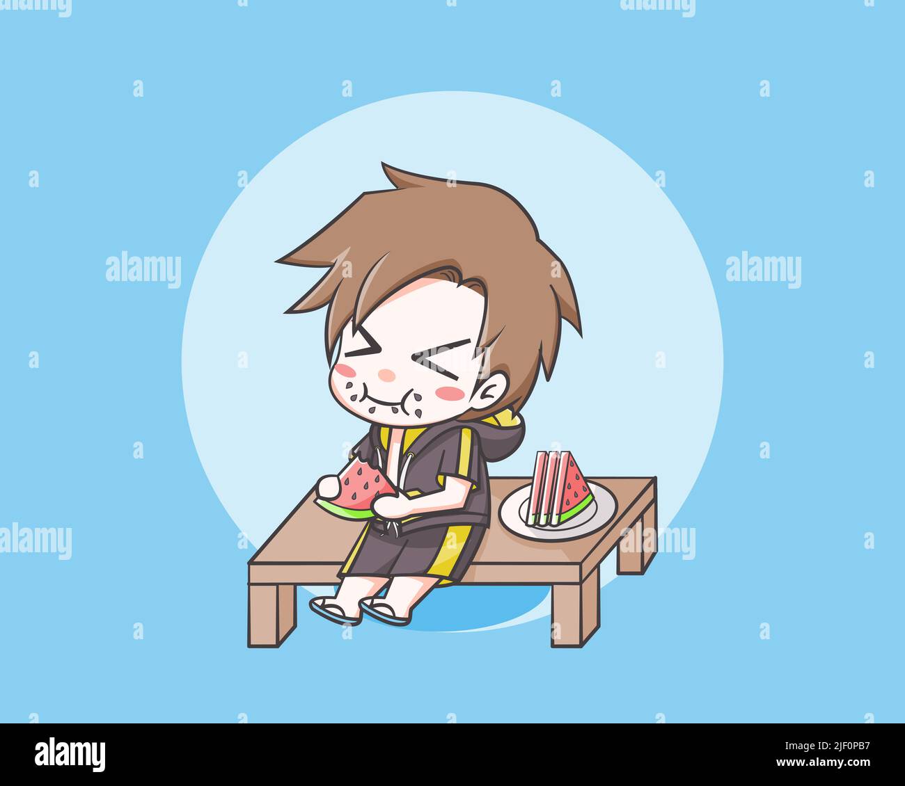 Cute boy in summer time cartoon illustration Stock Vector Image & Art ...