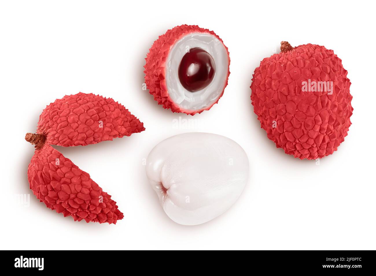 lychee fruit isolated on white background with full depth of field. Top ...