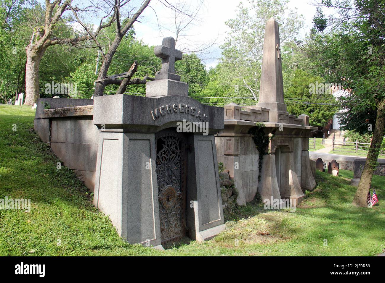 Old ornate vaults, at the graveyard of St. Andrew's Church, on the ...