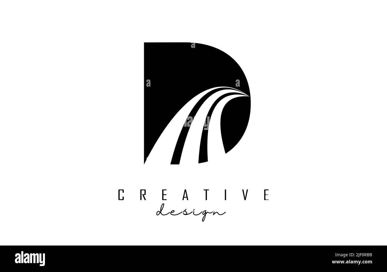 Black letter D logo with leading lines and road concept design. Letter ...