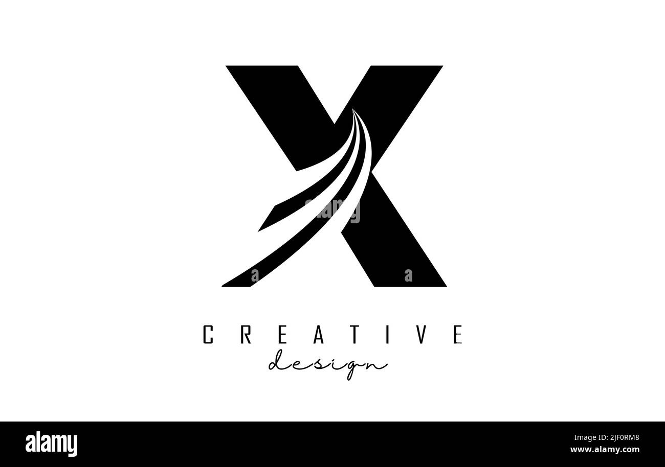 Black letter X logo with leading lines and road concept design. Letter ...