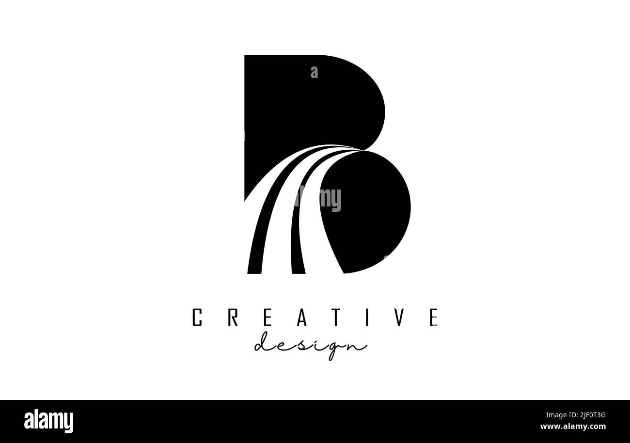 Black letter B logo with leading lines and road concept design. Letter ...