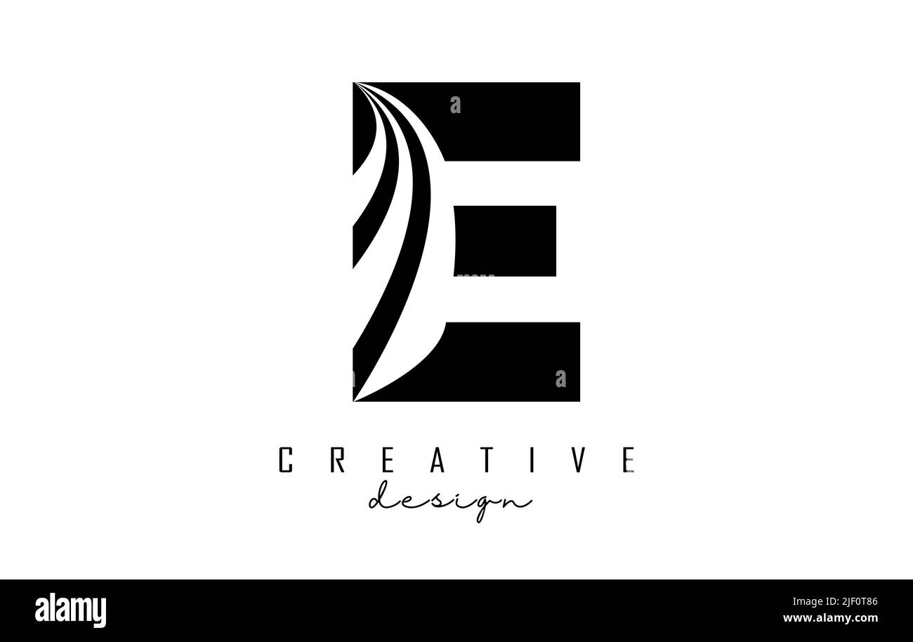 Black letter E logo with leading lines and road concept design. Letter ...