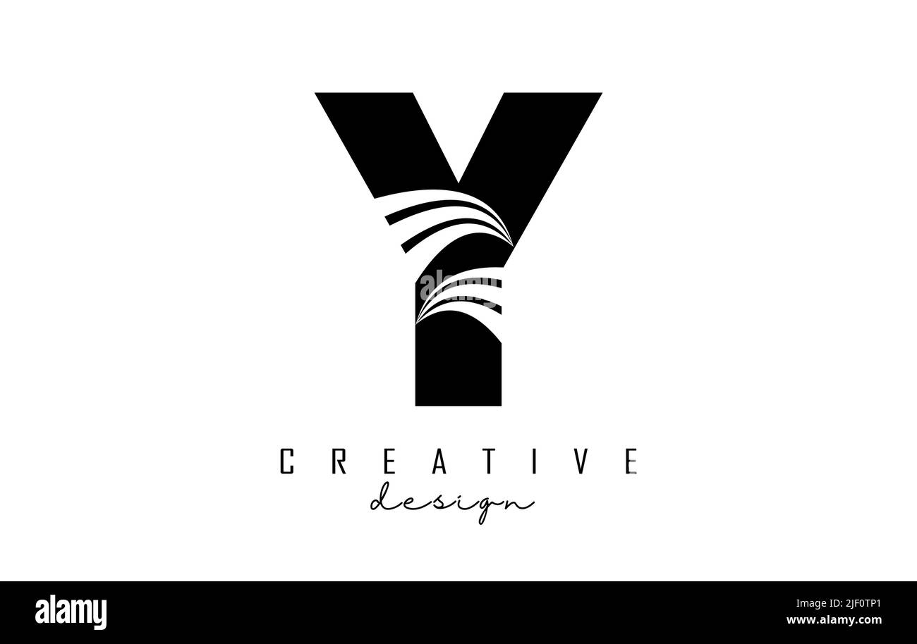 Black letter Y logo with leading lines and road concept design. Letter ...