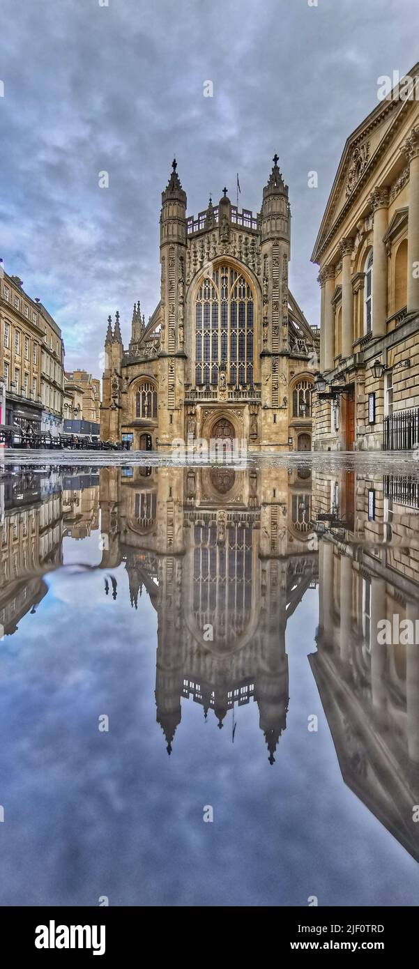 A vertical shot of the Bath Abbey parish church in Bath, England Stock ...