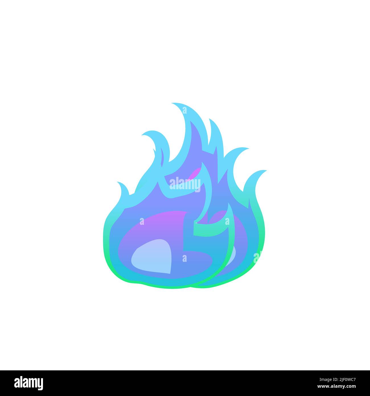 Cartoon gas fire flame, blue flaming element on white Stock Vector ...