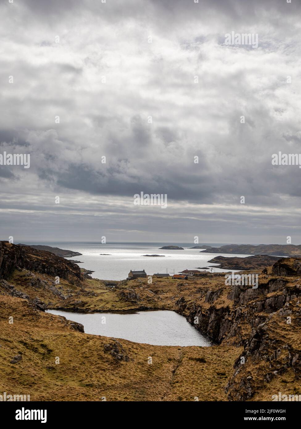 View over Loch Leacach towards Geocrab and the sea, Harris, Outer ...