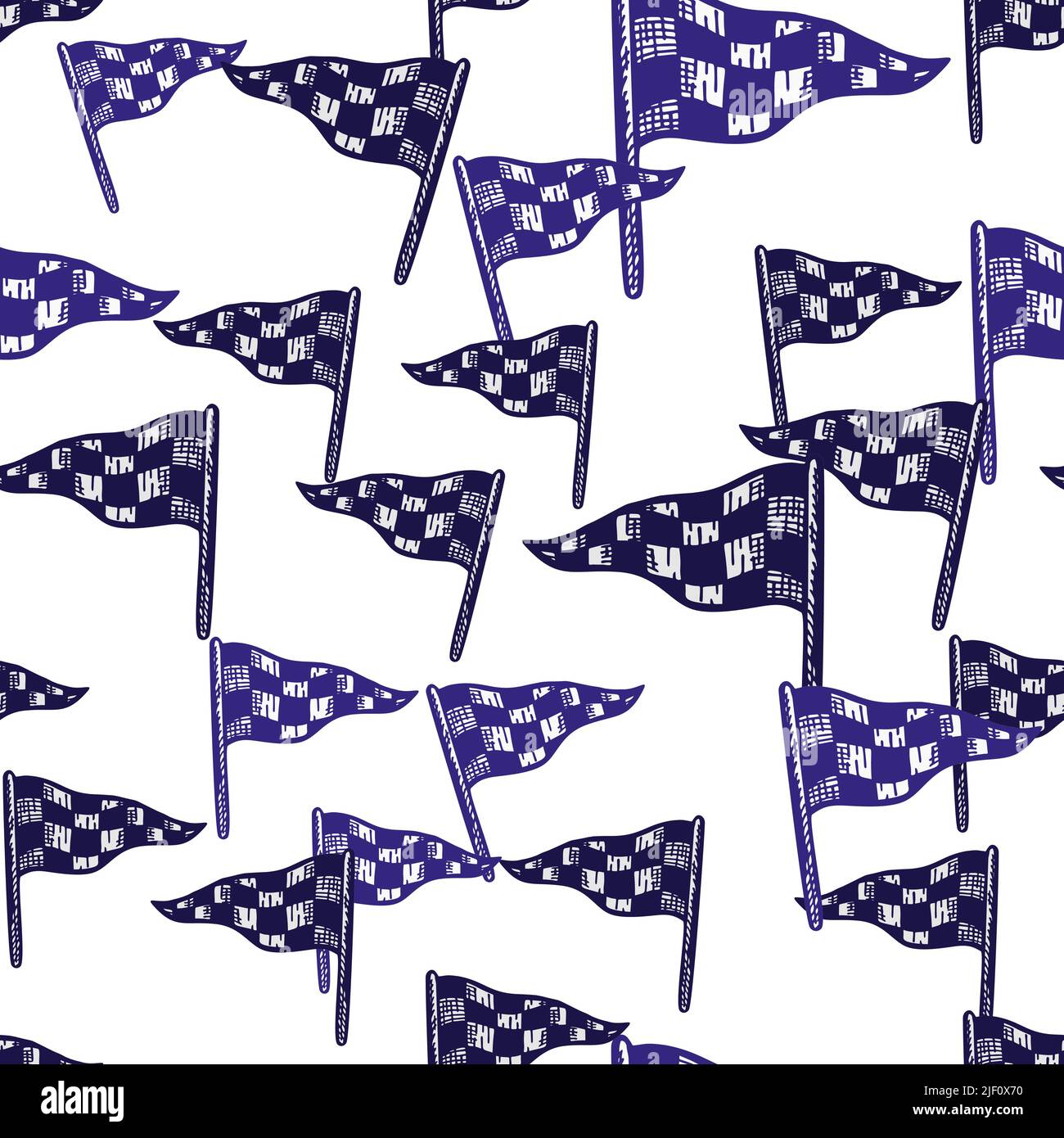 Race flag sketched seamless pattern. Vintage sport elements for drive ...