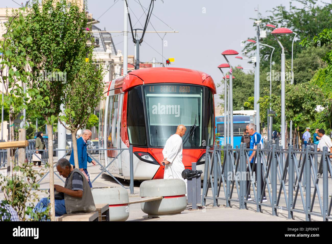 A beautiful modern tram crossing the street in Setif city Stock Photo ...