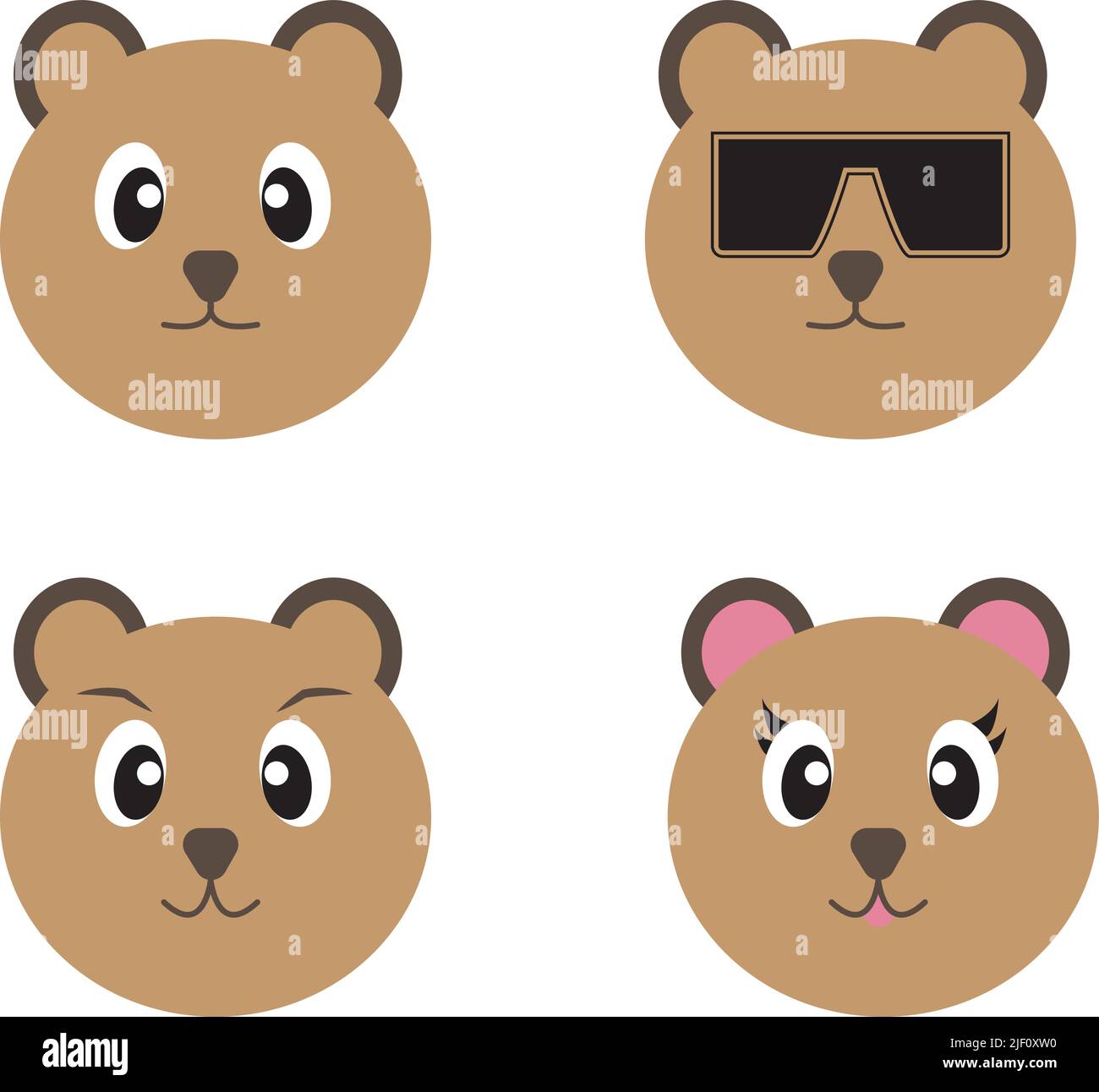 A vector of four bears with funny faces on the white background Stock ...