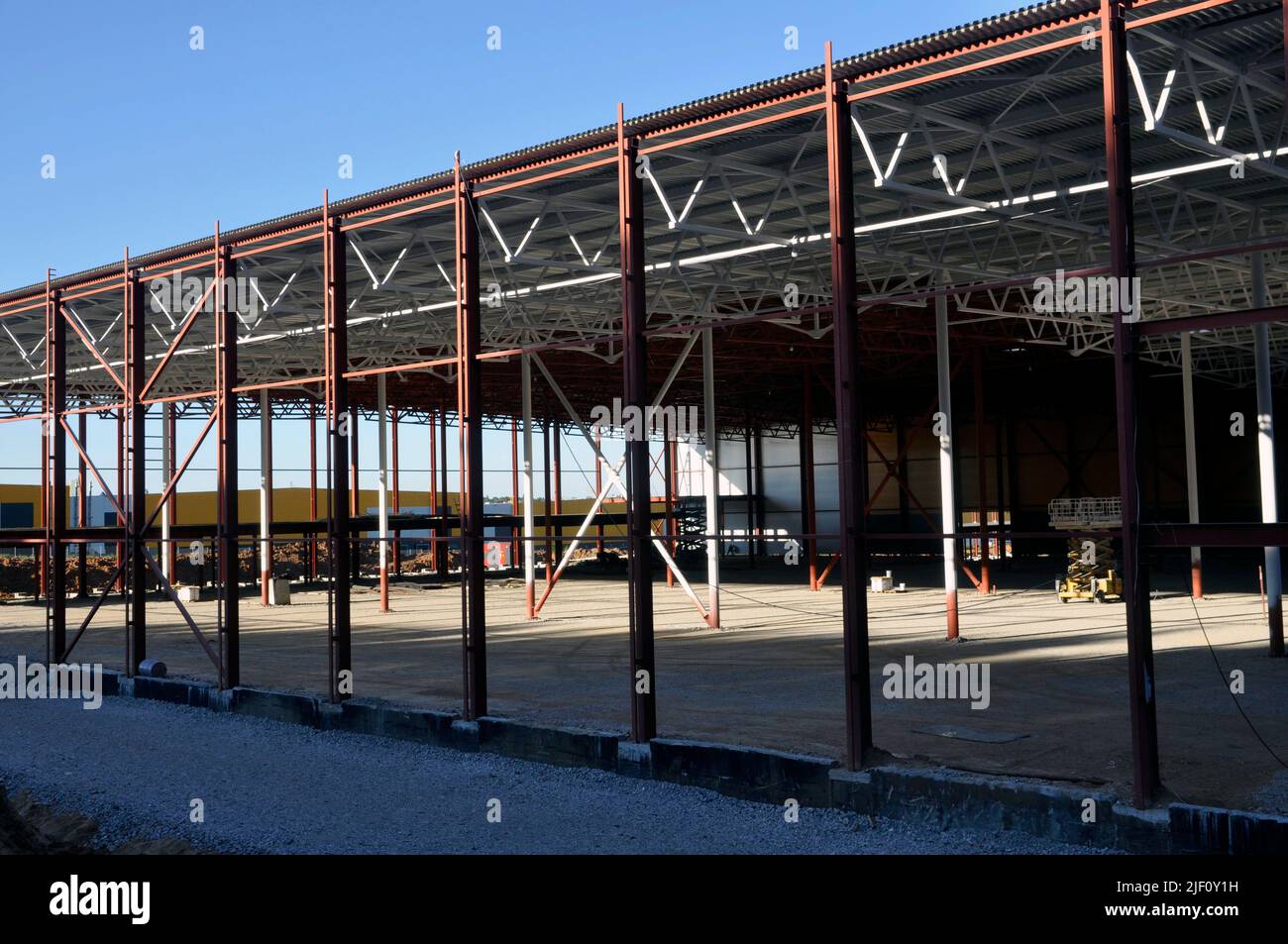 New construction warehouse warehouse logistics. Installation of metal ...