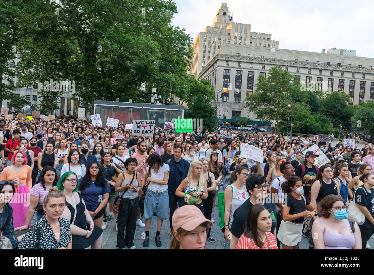 An abortion-rights protest in Foley square New York with the crowd ...