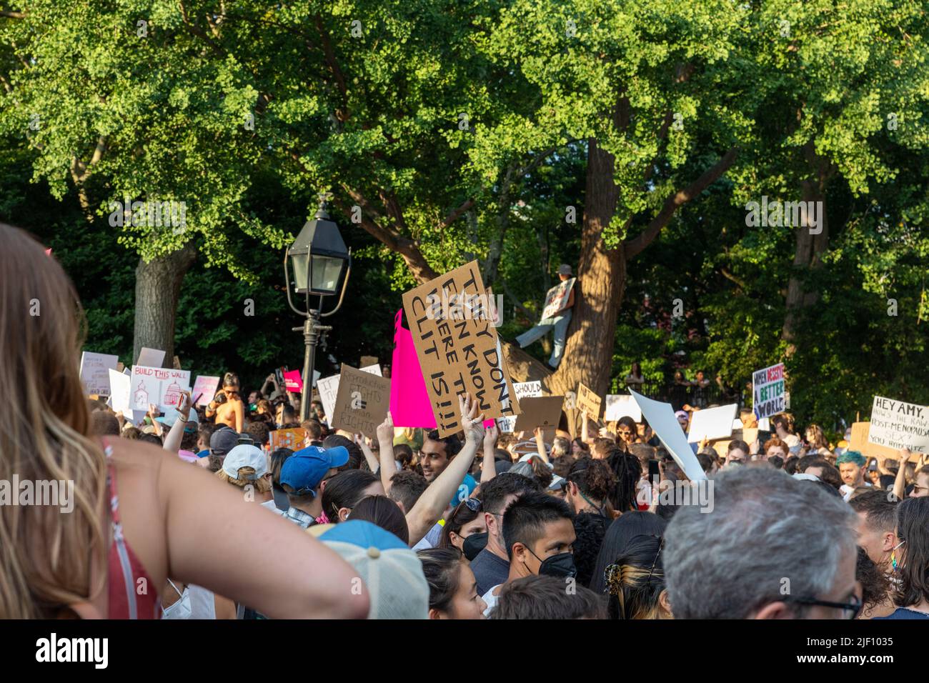 An abortion-rights protest in Foley square New York with the crowd ...