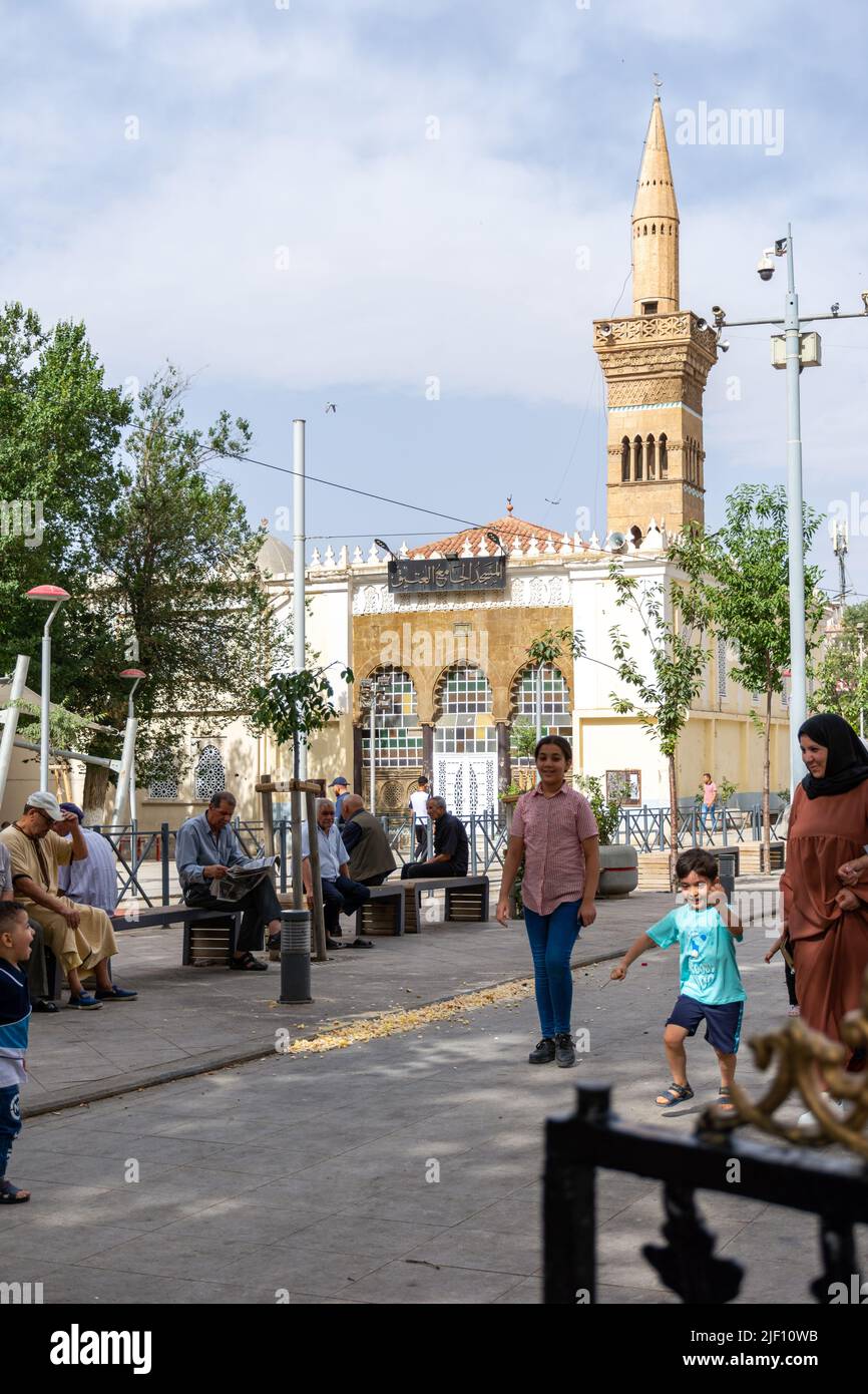 Low angle view of the EL Atik mosque in Setif city. The famous landmark ...