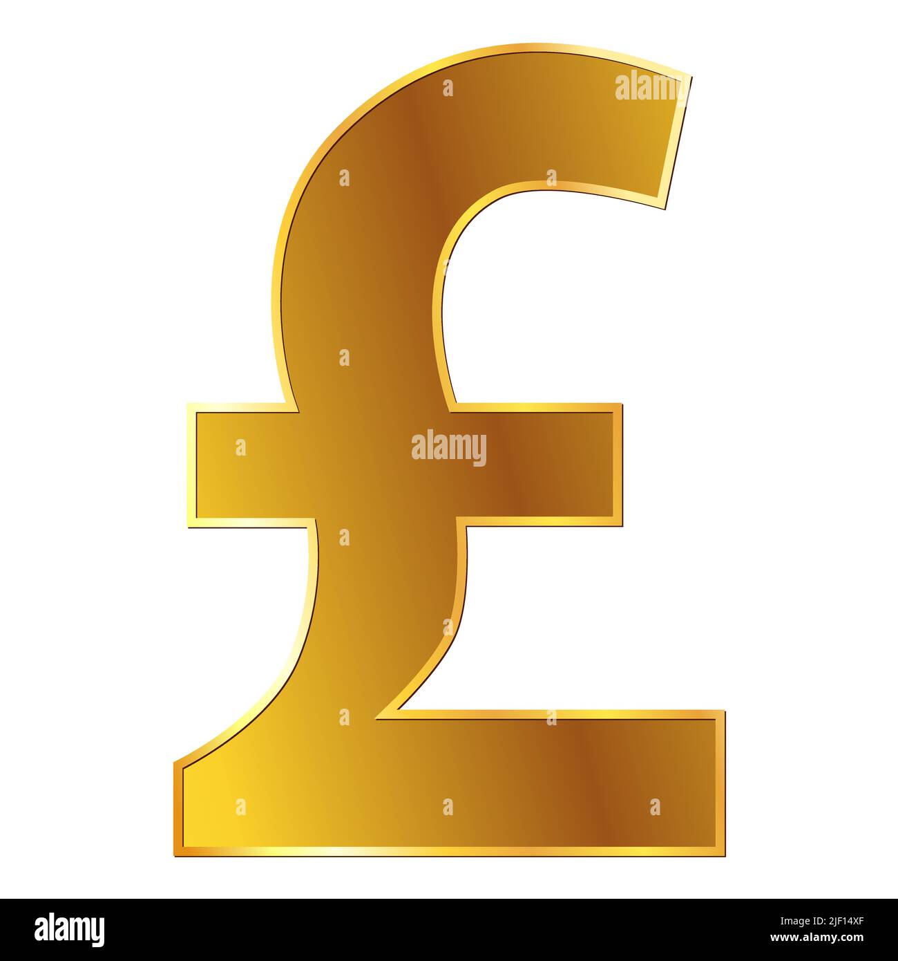 Great britain pound GBP currency golden sign in front view isolated on ...