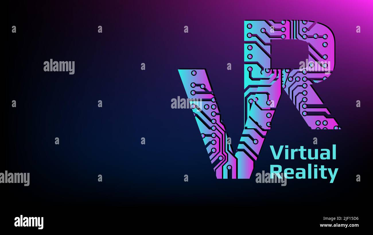 Colorful letters VR abbreviation for Virtual Reality perforated with ...