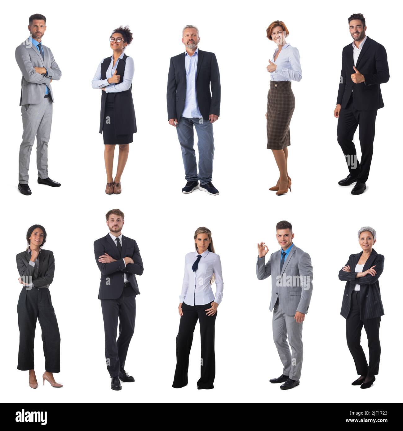 Set collection group of multi ethnic business people full length ...
