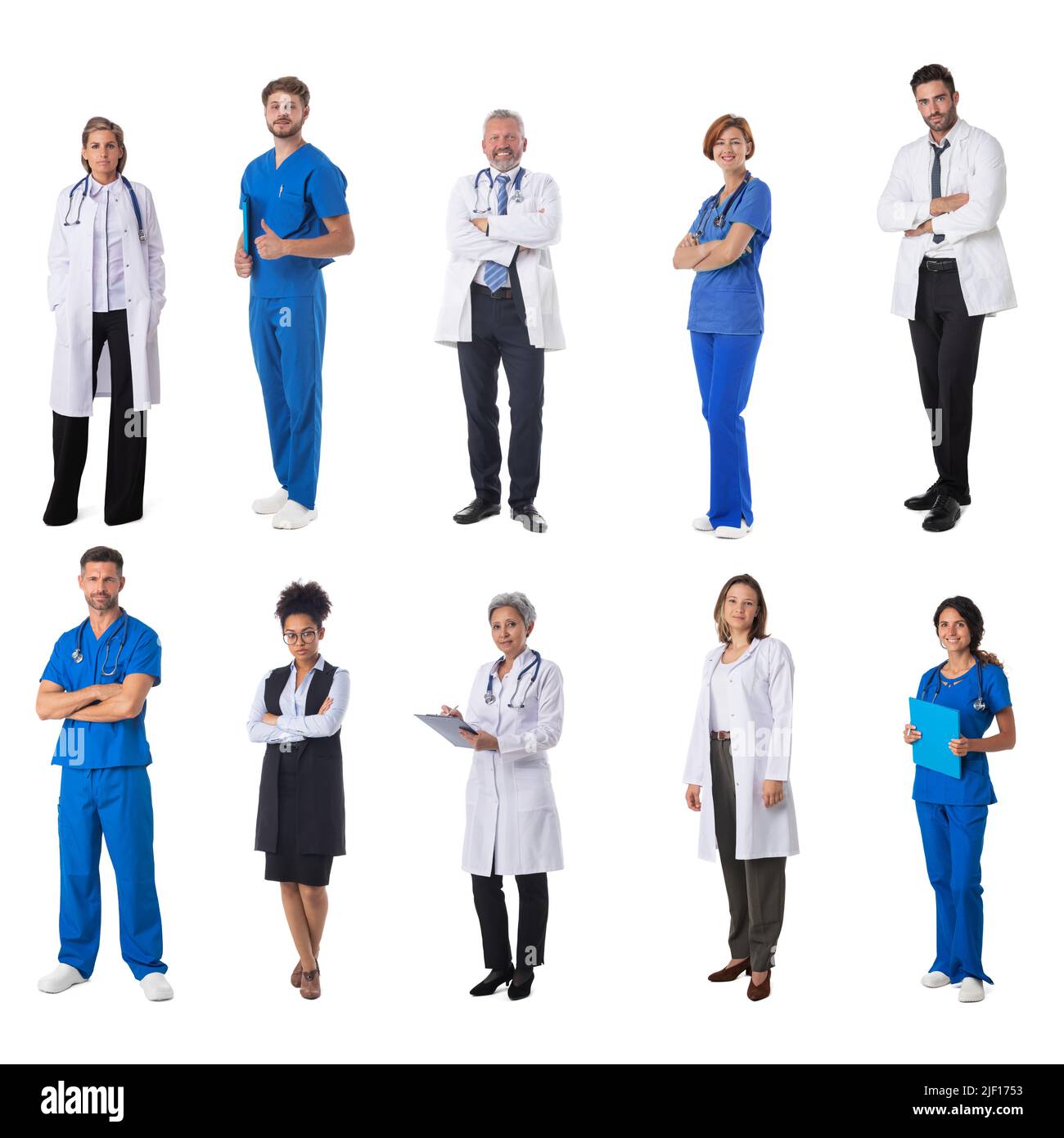 Medical doctor nurse set, heathcare workers, set of full length ...