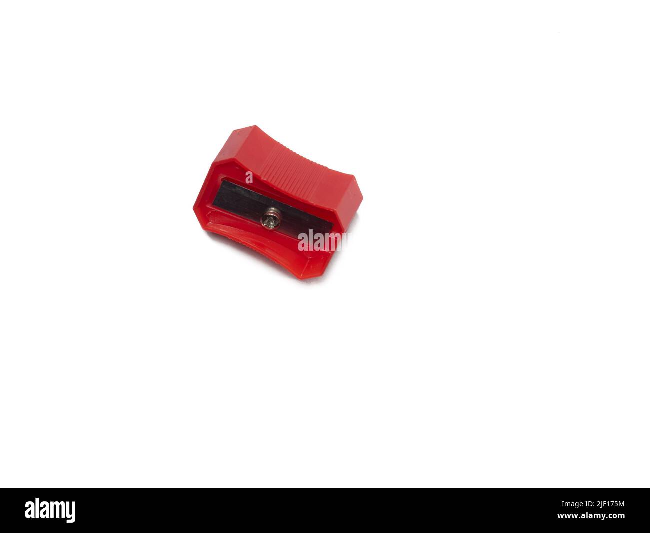Pencil sharpener . Red sharpener on a white background. Stationery. Set ...