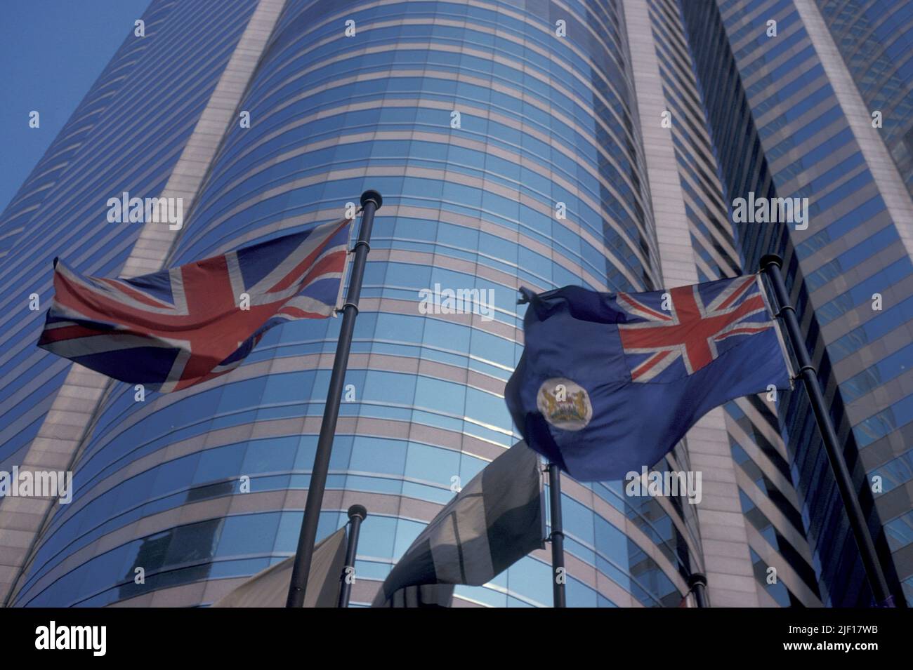 British Flags in front of Buildings before the the Handover of Hong ...