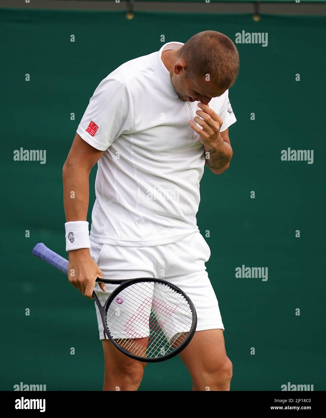 Daniel Evans during his match against Jason Murray Kubler on day two of ...