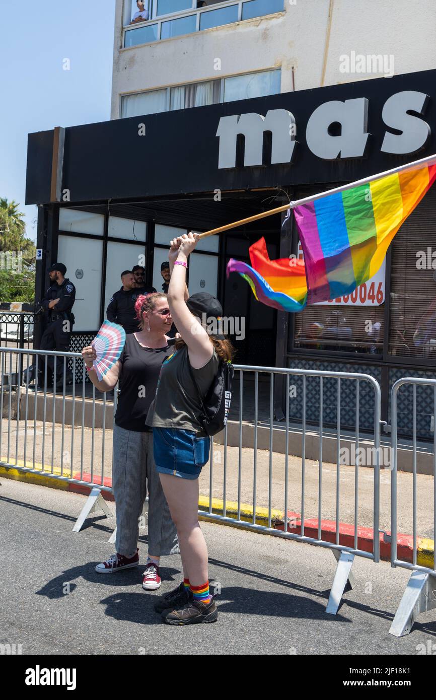 Haifa Israel June 24 2022 People With Protest Signs In Preparation To The Annual Lgbtq