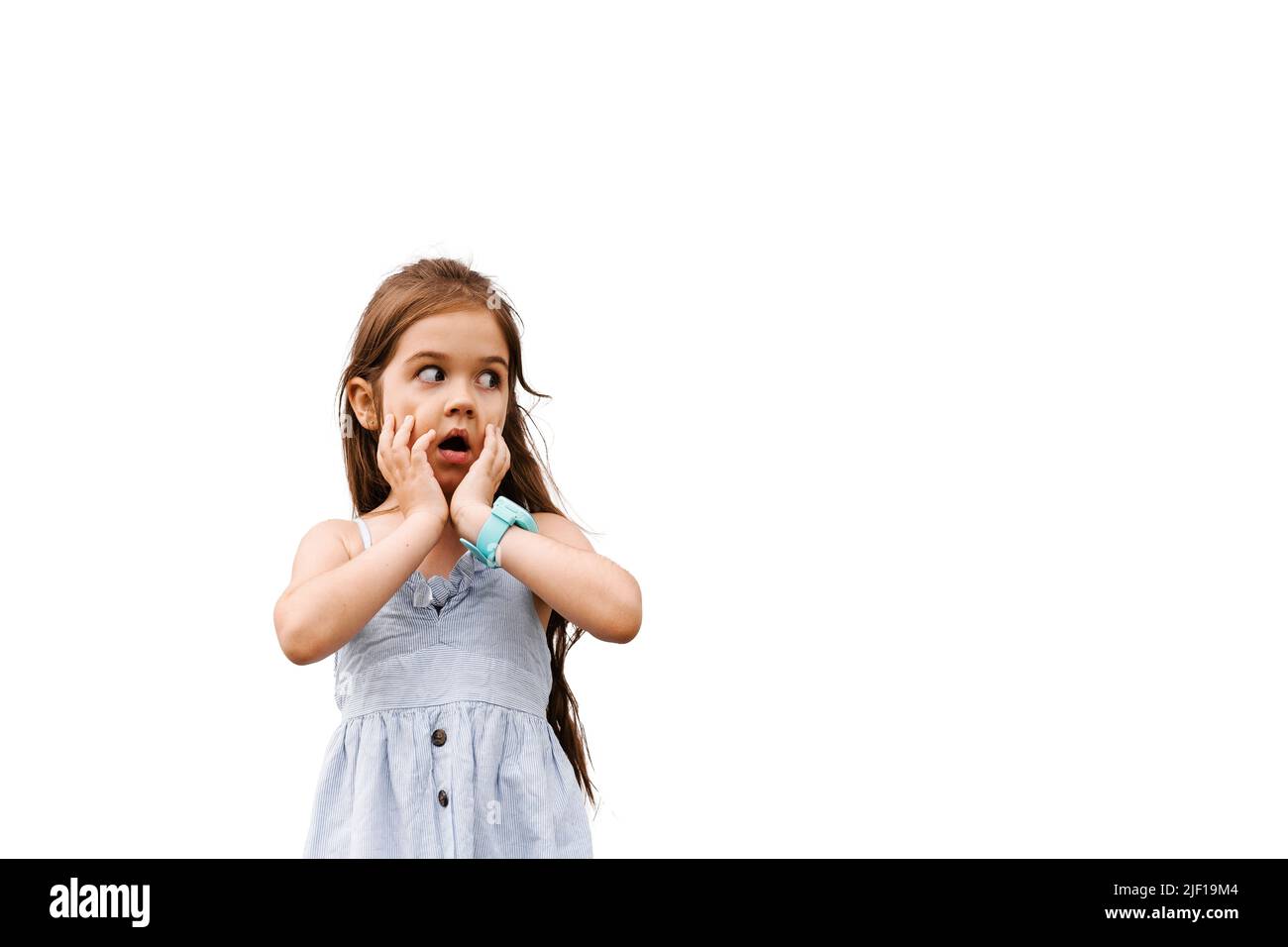 Scared child girl on a white background. Toddler stress and fears ...