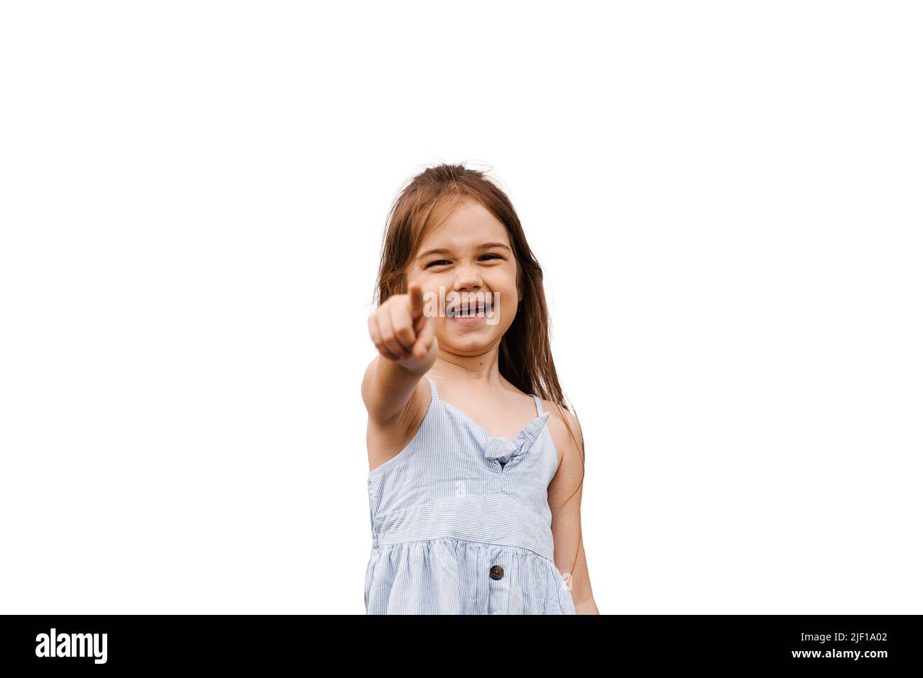 Bullying social problem. Violent child girl pointing in camera and ...