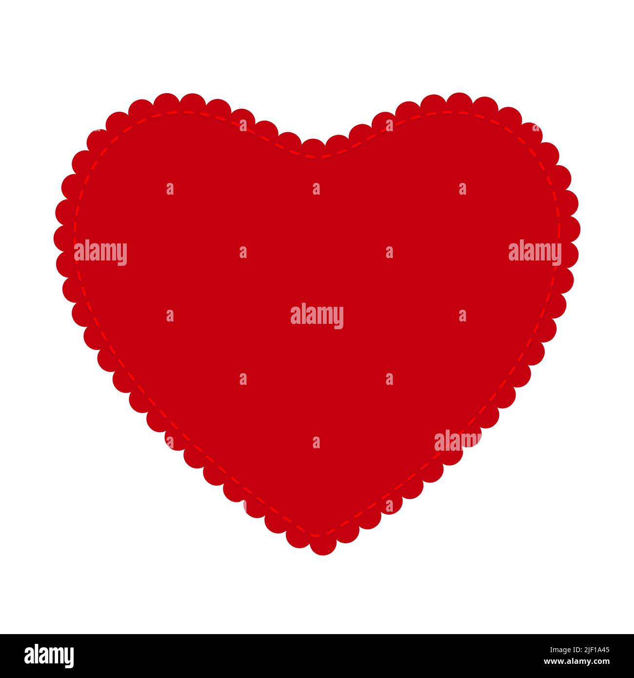 Heart icon with decorative border back stitch style. Flat vector ...