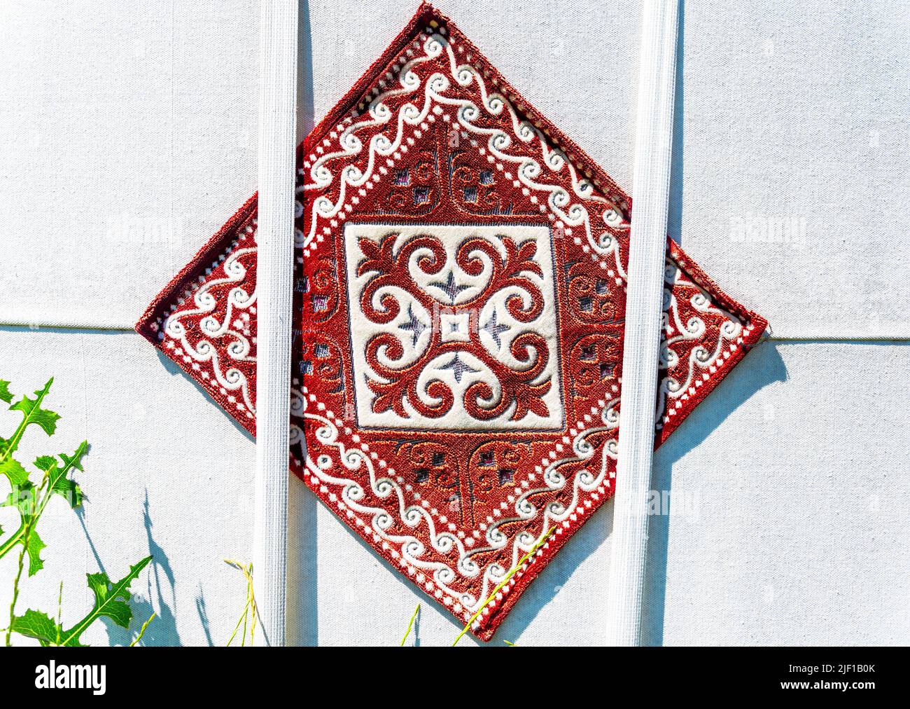 Traditional Kazakh carpet with national pattern. Decorative art of ...