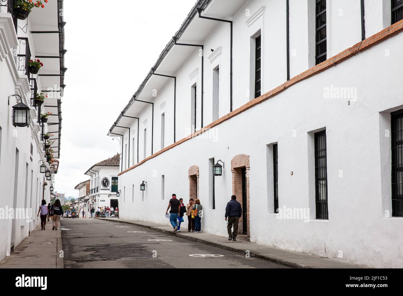 POPAYAN, COLOMBIA - MAY, 2022: Beautiful streets of Popayan city center ...