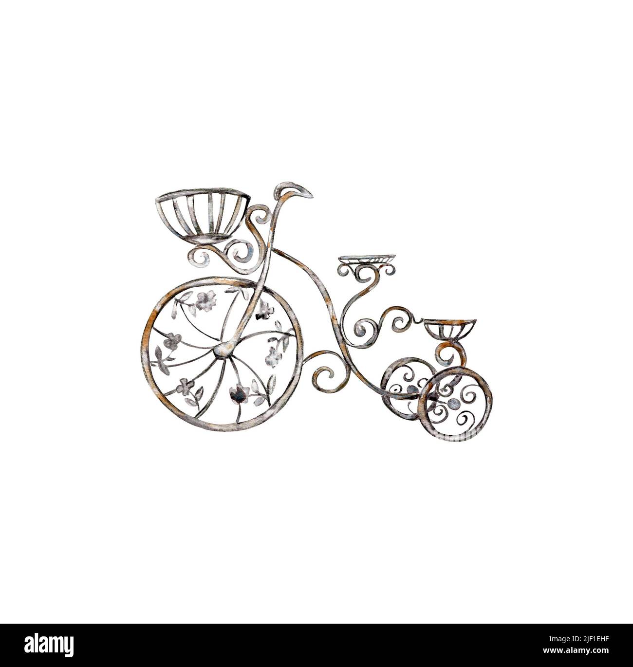 Hand drawn old rusty iron bicycle Stock Photo - Alamy