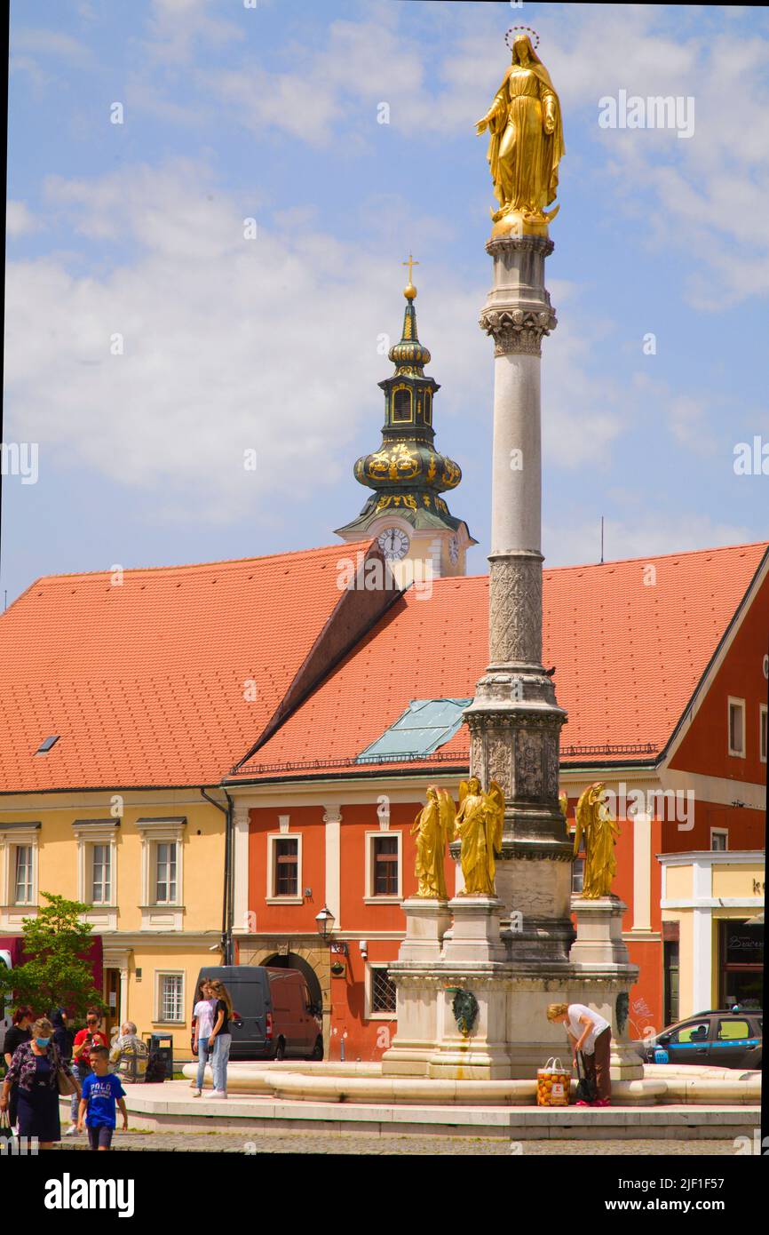 Croatia, Zagreb, Kaptol Square, Monument of the Assumption of Virgin ...