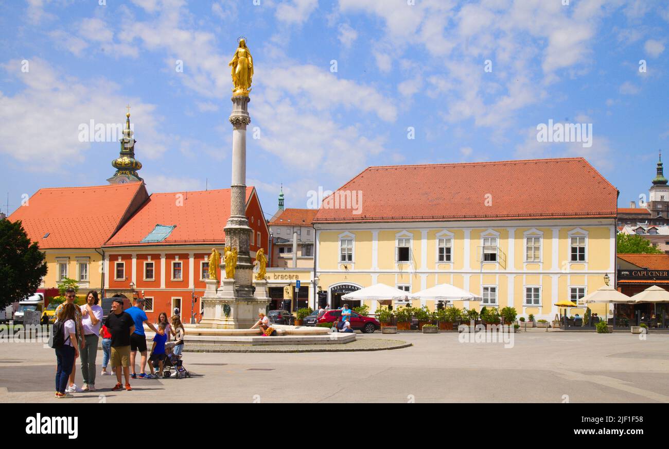 Croatia, Zagreb, Kaptol Square, Monument of the Assumption of Virgin ...