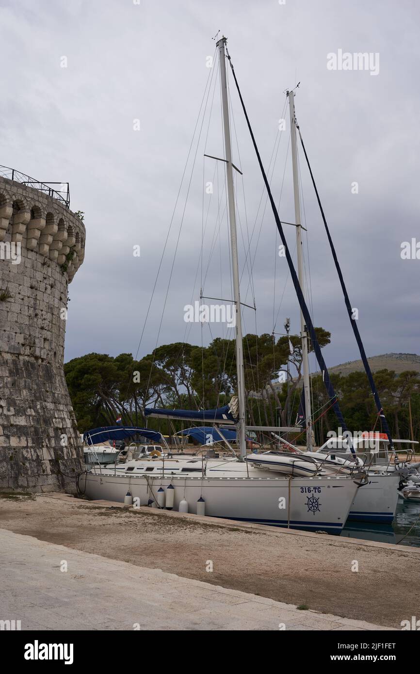 Trogir, Croatia - May 28, 2022- Port and fortress of St. Mark in ...