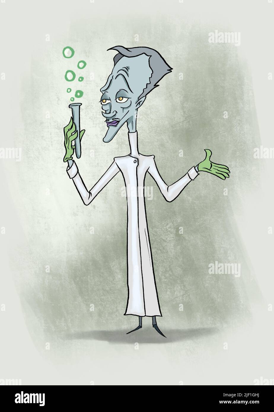 mad scientist hand drawn illustration Stock Photo - Alamy