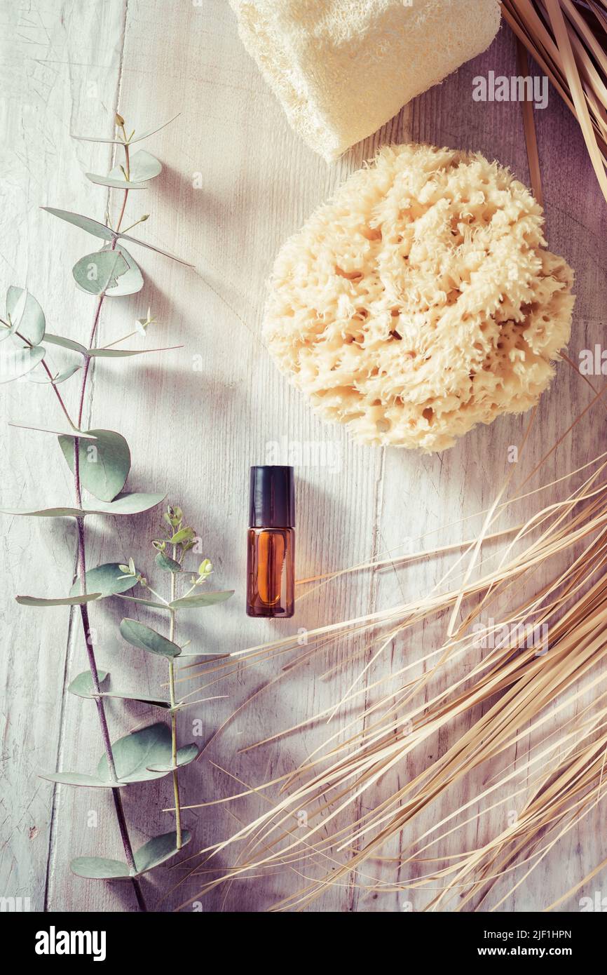 Natural handmade cosmetics - bottle with essential oil stick with ...