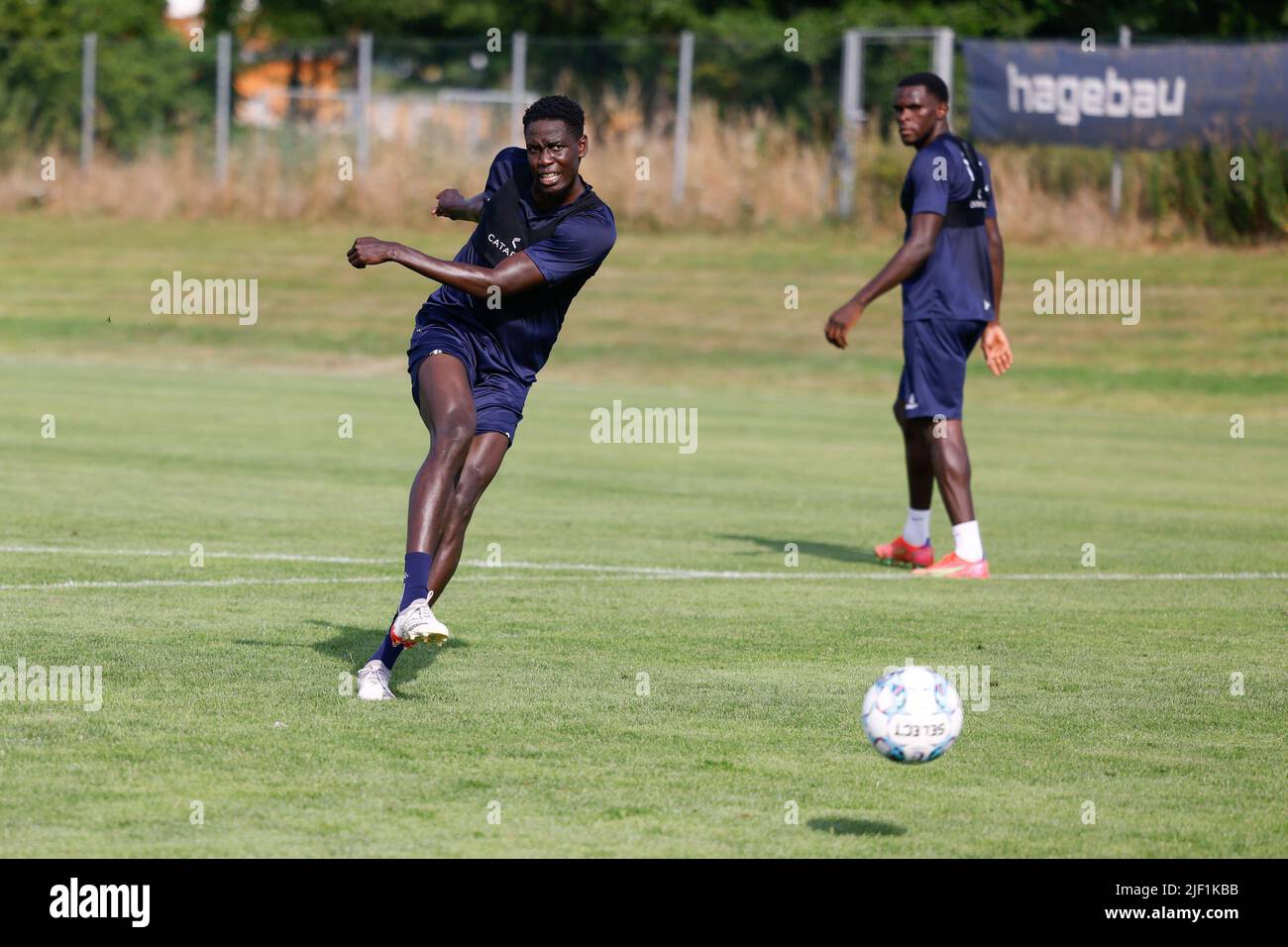 Illustration shows unidentified player at a training session of JPL KAA ...