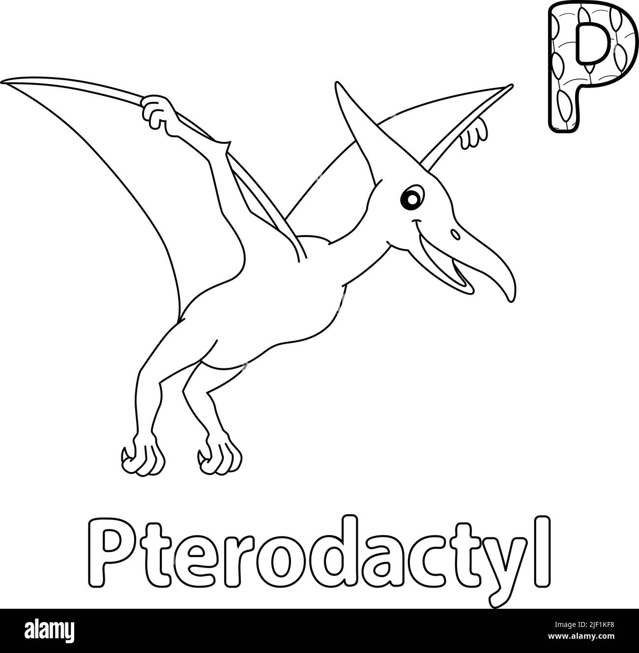 Pterodactyl Alphabet Dinosaur ABC Coloring Page P Stock Vector Image ...