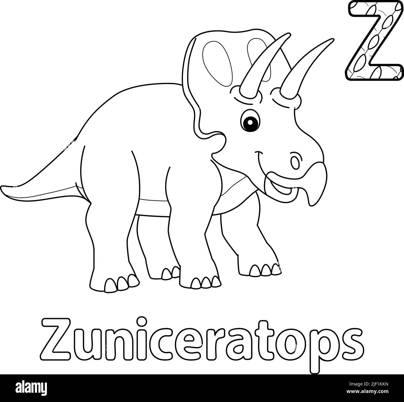 Zuniceratops Alphabet Dinosaur ABC Coloring Page Z Stock Vector Image ...