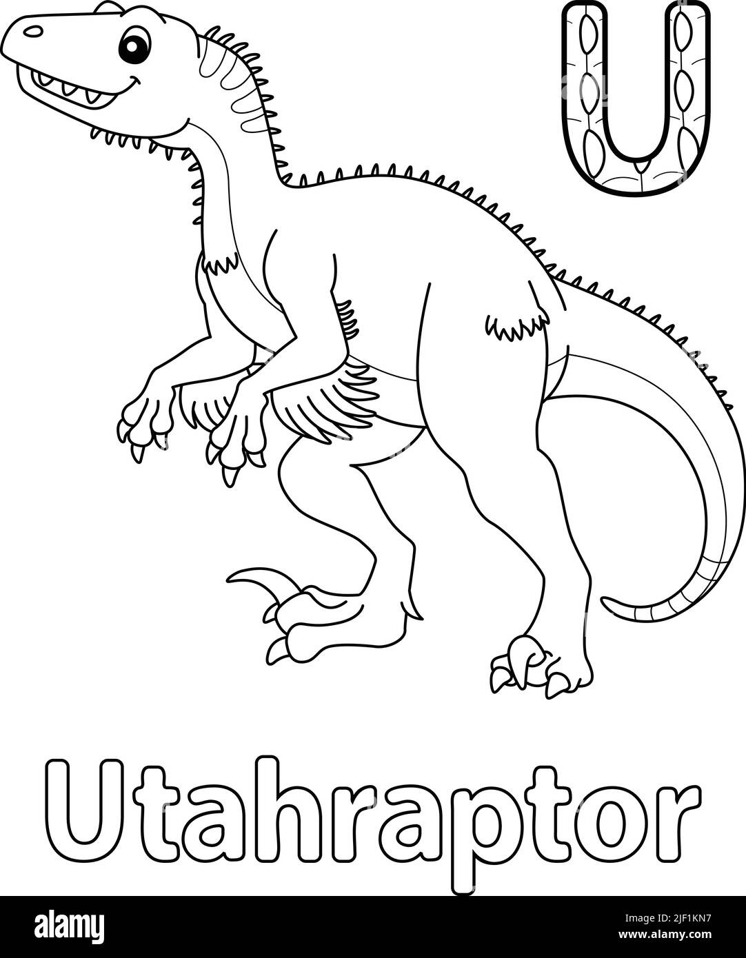 Utahraptor Alphabet Dinosaur ABC Coloring Page U Stock Vector Image ...