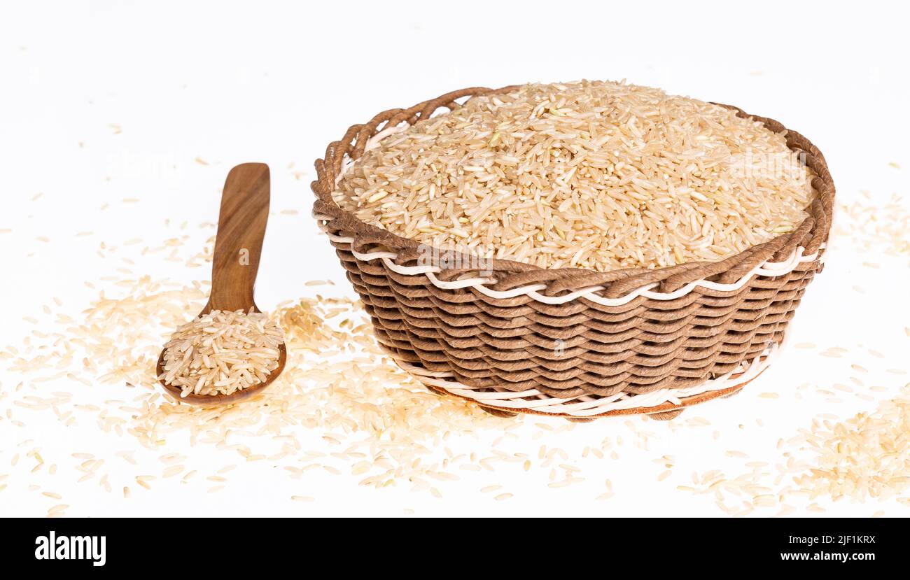 Raw Brown Rice - Basic Cereal For Food; Photo On White Background Stock ...