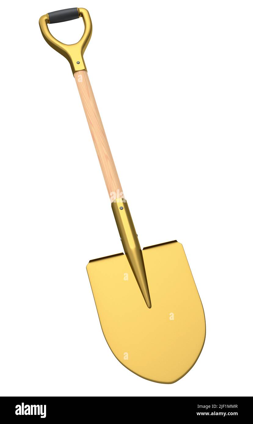 Garden shovel with wooden handle on white background, summer camping ...